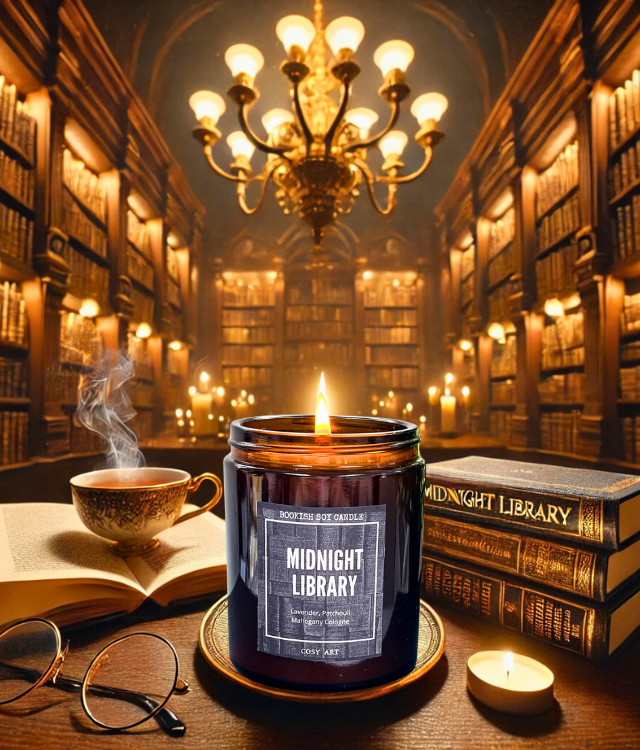 Midnight Library Candle – A Cozy Escape for Book Lovers — Cosy Art